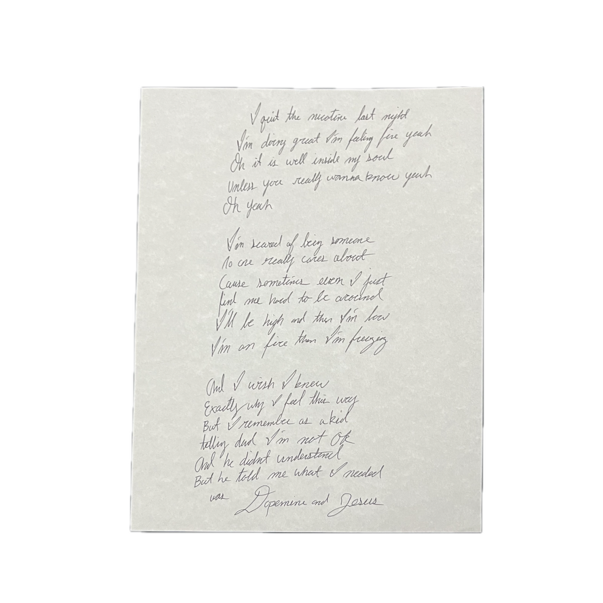 Handwritten Lyrics – Luke Bower Official Online Store